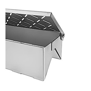 Smoker Box V-shape Stainless Steel BBQ Smoke Box for Charcoal & Propane Gas Grill，For Delicious Smoked Grill Accessories (V-moker Box)