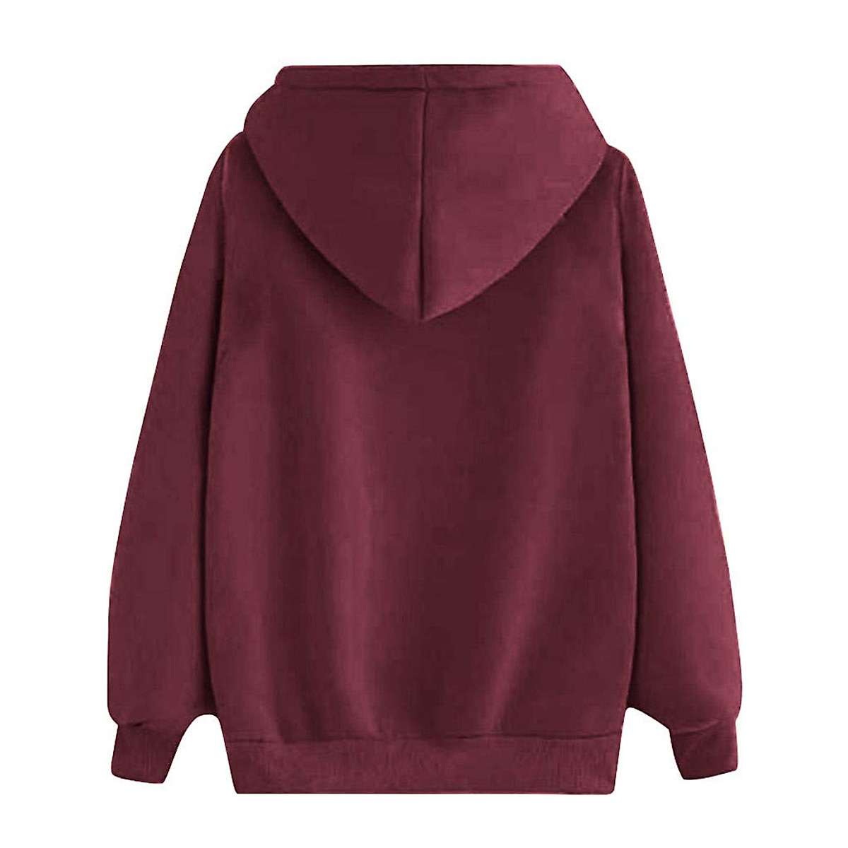 Women Casual Hoodies Hooded Sweatshirts Long Sleeve Hooded Pullover with Front Pocket Solid Pullover Hoodies Wine