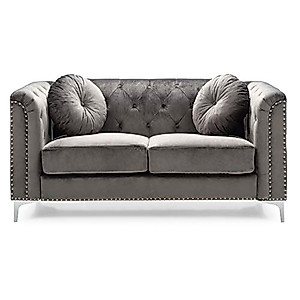 Glory Furniture Pompano Love Seat, Dark Gray. Living Room Furniture, 31" H x 62" W x 34" D