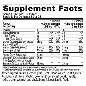 OLLY Kids Immunity Gummy, Immune Support, Wellmune, Elderberry, Vitamin C, Zinc, Chewable Supplement, Cherry - 50 Count