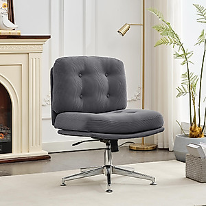 Okeysen 360° Swivel Accent Chair, 7.11’’ Thicken Tufted Upholstered Reading Chair with Rocking Mode, Living Room Chair with Five-Star Base, Office Desk Chair no Wheels for Living Room, Bedroom, Office