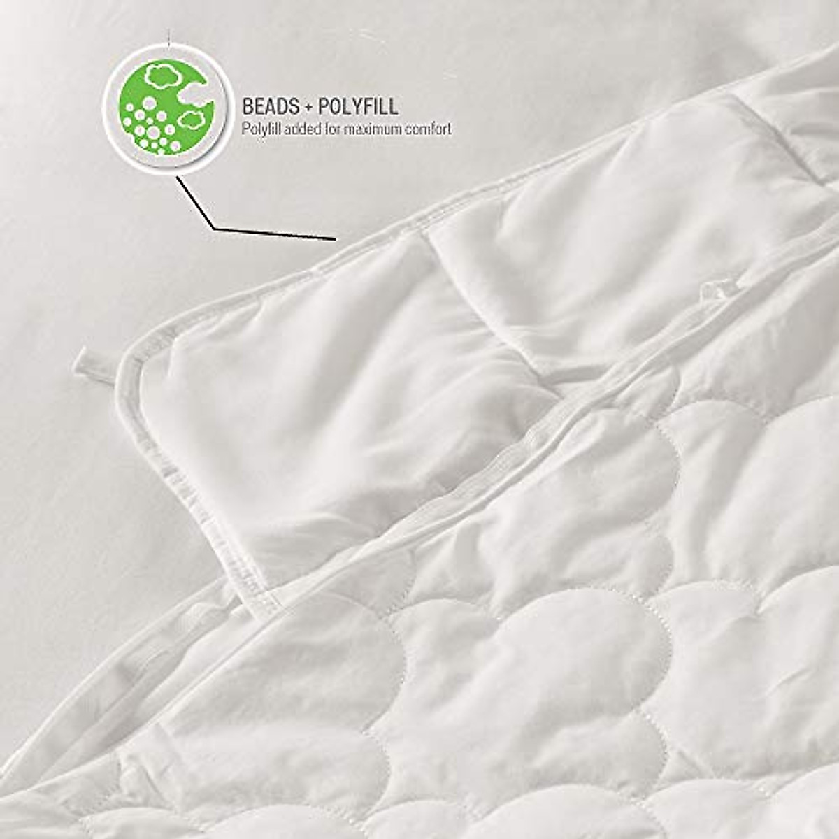 Beautyrest Deluxe Weighted Adult, Ogee Quilted 100% Cotton, Glass Beads Filling, and Removable Cover Calming Heavy Blankets, 60" x 70"-12Lbs, White