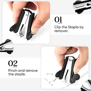 Racksey Professional Staple Remover 3 Pcs Black Staple Puller Pinch Jaw Style Staple Remover Tool with Safety Lock for Office, School and Home