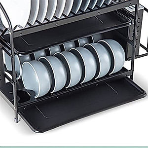 GXBPY Space Aluminum Household Countertop Utensil Storage Rack Kitchen Dish Double Storage Rack