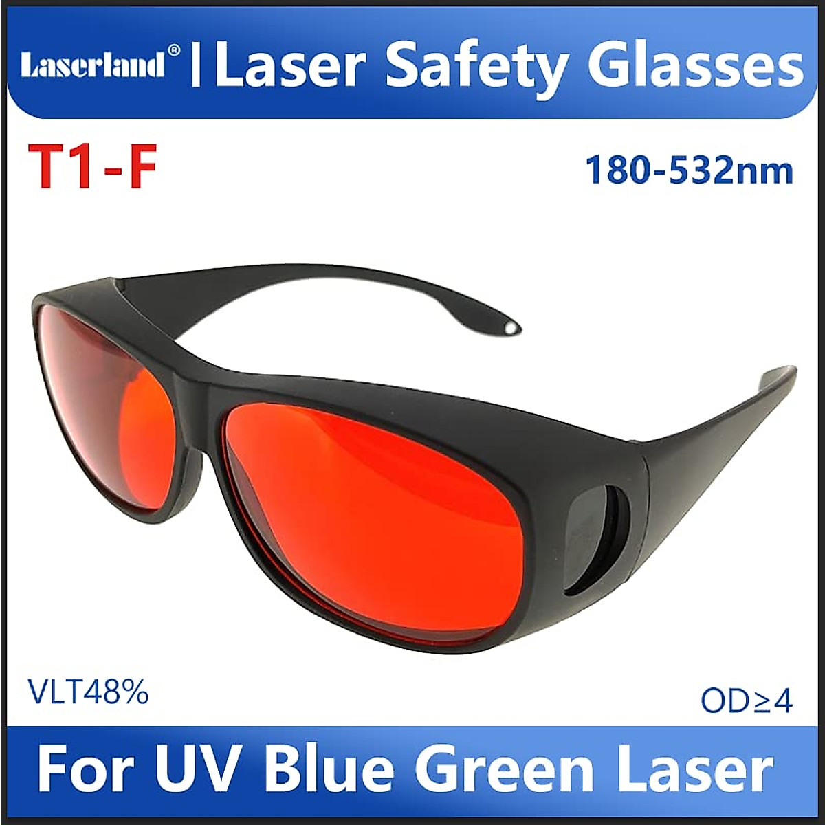 Laser Safety Glasses 532nm OD6 180nm-532nm Wavelength Violet/Blue/Green Laser Protective Goggles for 405nm, 445nm, 450nm,473nm 532nm, Like Tattoo Eyebrow Removing T1- F