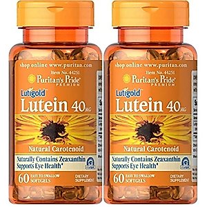 Puritan's Pride Lutein 40 mg with Zeaxanthin-60 Softgels 2 Pack