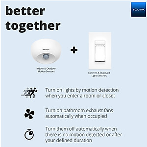 Smart Motion Sensor, YoLink 1/4 Mile World's Longest Range Wireless Motion Detector Compatible with Alexa IFTTT, Movement Detector App Alerts Remote Monitor for Indoor Use, YoLink Hub Included