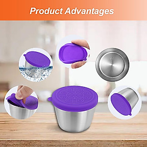 6x1.6/2.4 Oz Condiment Containers with Lids,Salad Dressing Container To Go,Small Reusable Stainless Steel Sauce Containers For Lunch Boxes Picnics Travel Meal Prep Kitchen Storage (6PC-1.6oz)