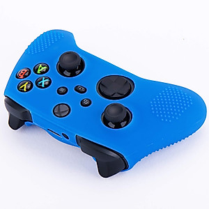 YoRHa Silicone Cover Skin Case for Xbox Series X/S Controller x 1(Blue) with Thumb Grips x 10