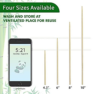 Natural Bamboo Skewers 6 Inch, Kids Friendly/True Semi Pointed, For Fruit Kabobs Kebab Swizzle Appetizer Chocolate Fountain Fondue BBQ, Wooden Sticks For Cake Pop, Lollipop, Size Choices 4.3”,8”,10”