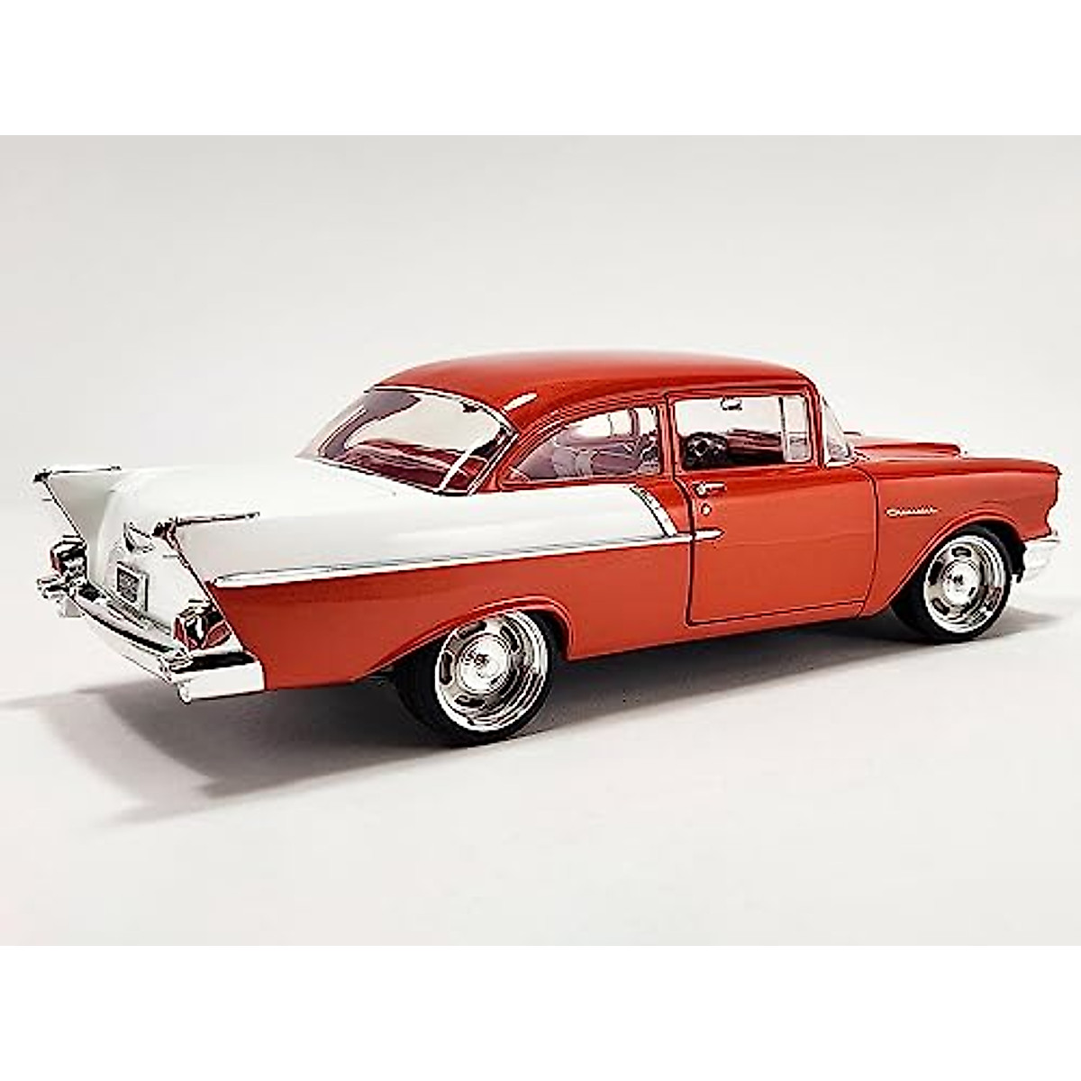 1957 Chevy 150 Custom Cruiser Orange Metallic and White Limited Edition to 300 Pieces Worldwide 1/18 Diecast Model Car by Acme A1807015