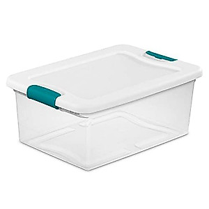 Sterilite 6 Quart Clear Latch Lid Storage Container Tote, 12 Pack, and 15 Quart Clear Latch Lid Storage Container Tote, 12 Pack, for Home Organization