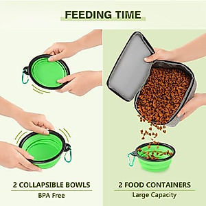 Petcute Dog Travel Bag for Large Dog, Airline Approved for Dog and Cat, Camping Essentials with 2 Food Containers, 2 Collapsible Bowls, Weekend Tote Organizer for Travel Camping