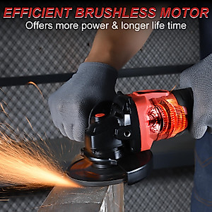 AOBEN Cordless Angle Grinder 4-1/2 inch, 21V Battery Grinder Tool, Power Electric Grinders, Brushless Motor, 2x4.0Ah Battery & Fast Charger, for Cutting, Griding, Polishing