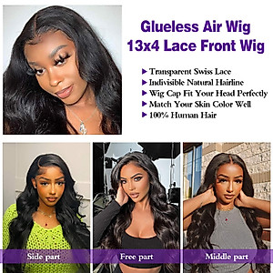 Vlaty Wear and Go Glueless Wigs Human Hair for Beginners 13x4 Body Wave Lace Front Wigs Human Hair Pre Plucked 180% Density HD Transparent Lace Frontal Wigs Human Hair Wig for Women 14 Inch