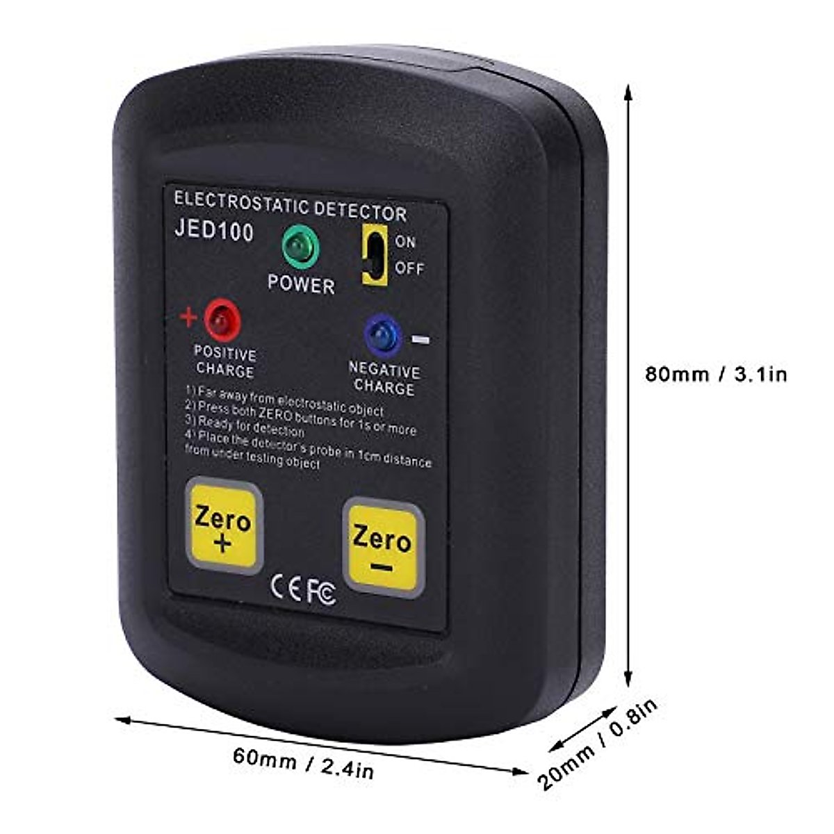 Hand-held Static Meter, Positive & Negative Dual Indicator Tester, 100v-20kv Non-Contact Electrostatic Field Testing Tool for Fiber Yarn Fabric Carpet Board Paper Rubber