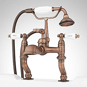 Signature Hardware 906537 Glenwood Deck Mounted Roman Tub Filler with Variable Couplers- Includes Telephone Style Hand Shower