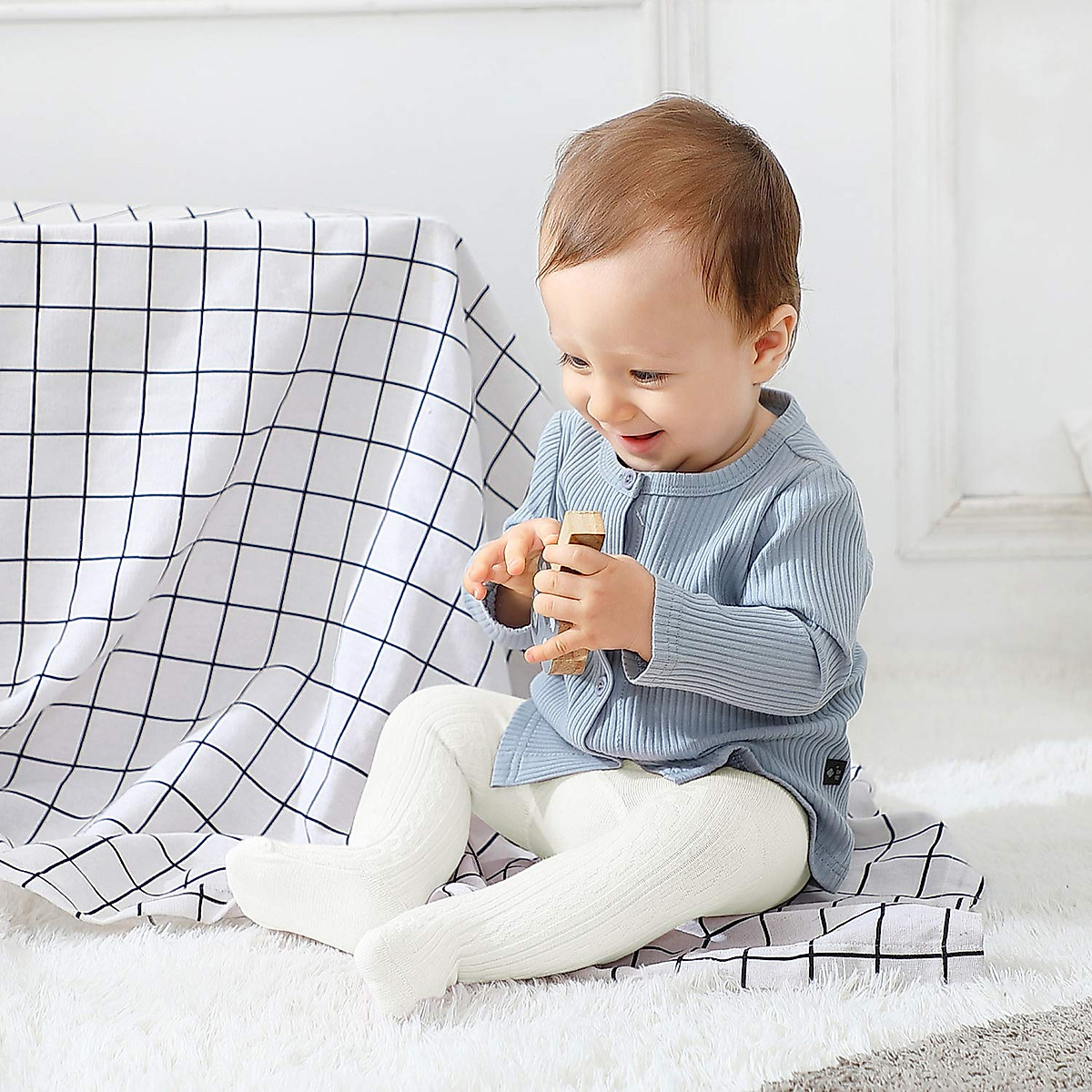 Zando Infant Soft Tights Toddler Seamless Leggings Tights for Baby Girls Winter Knit Warm Newborn Pants Stockings 1 Pack White X-Large/2-4 Year