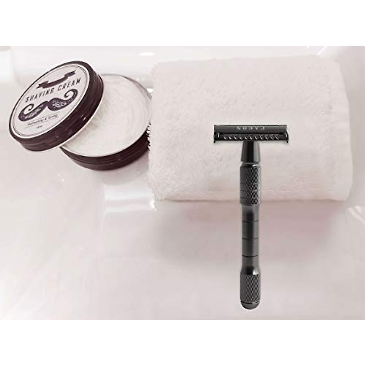 50 BLADES + Facón Classic Long Handle Double Edge Safety Razor - Platinum Japanese Stainless Steel Blades - Butterfly Open Shaving Razor for Smooth Wet Shaving Experience - 200+ Shaves