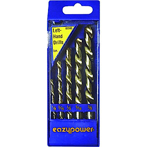 EAZYPOWER 82380 5Piece 1/8"-3/8" Left Handed M2 High Speed Steel Drill Bit Set