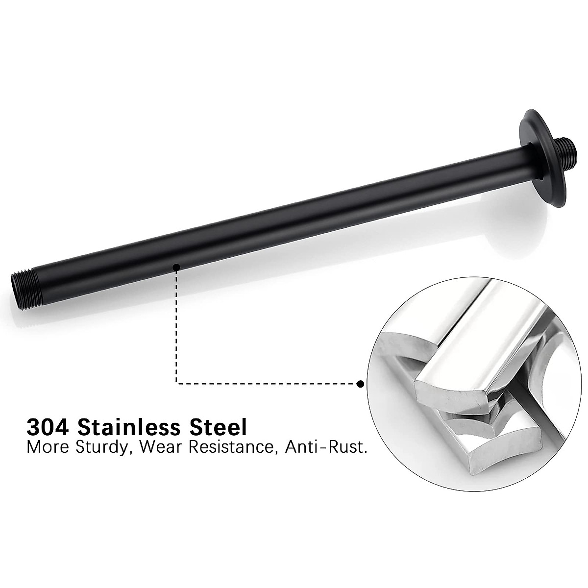 Anpean 12 Inch Shower Arm and Flange Matte Black, Ceiling Mounted Shower Arm for Rain Shower Head