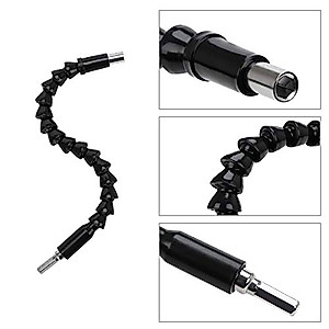 OCGIG 3 Pcs 105 Degree Right Angle Drill Attachment Hex Shank Screwdriver Angled Bit Holder Power Drill Tool and Flexible Angle Extension Soft Shaft Bit Kit for Drill or Driver 1/4" Socket Adapter