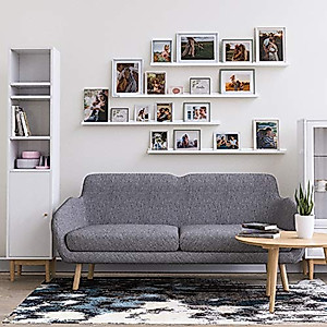 Wallniture Denver 46" White Floating Shelves for Wall Decor, Wall Bookshelves for Living Room, Photo Ledge for Bedroom, Rustic Wall Shelves, Floating Wall Bookshelf, Wood Picture Ledge Shelf Set of 4