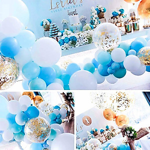PartyWoo Blue Balloons 130 pcs Sky Blue Balloons Different Sizes Pack of 18 12 10 5 Inch Baby Blue Balloon Arch Kit Balloon Garland for Birthday Graduation Boys Baby Shower Party Decorations Blue-Y20