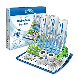 Dr. Brown's Universal Baby Bottle and Accessory Drying Rack & Reusable Sponge Baby Bottle Cleaning Brush Set & Natural Flow Reusable Baby Bottle Vent System and Reservoir Cleaning Bristle Brush