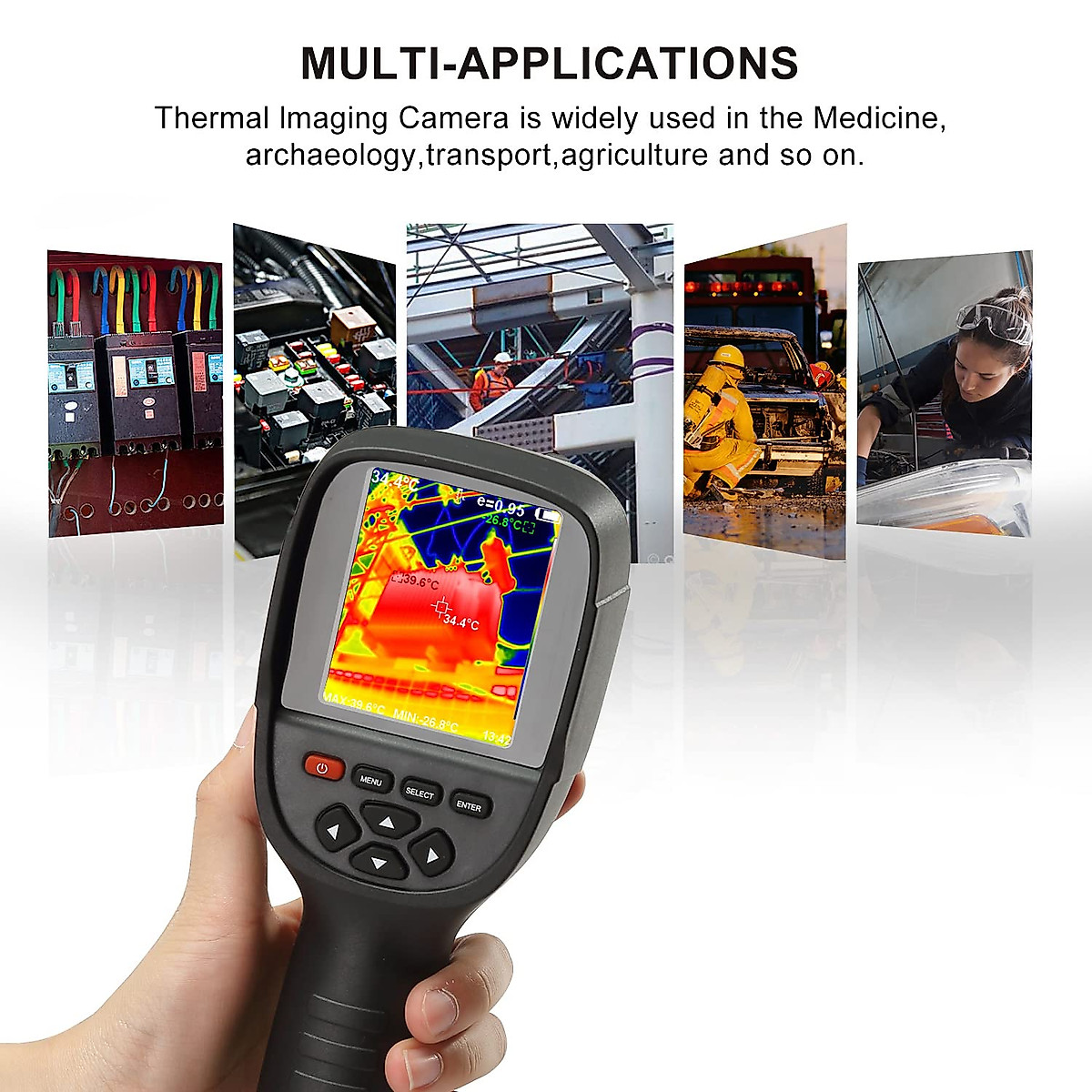 256X192 Higher IR Resolution HT-18+ Handheld Thermal Camera from HTI - Newest Update, IR Resolution Improved to 256x192 with 25 HZ, 300,000 Pixels, Easy to Read 3.2" Color Display, Includes Battery