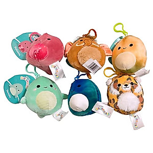 Squishmallows Kellytoy 3.5/'' Assorted Squad Clip On Keychain Mini Plush Doll (Set 6 Prehistoric Squad), 3.5 Inch (Pack of 6) (SQCP00096)
