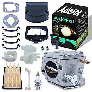 Adefol Carburetor Carb for Husqvarna 61 266 268 272 272XP Chainsaw with Bracket Air Filter Intake Manifold Gasket Spark Plug Elbow Grommet Kit