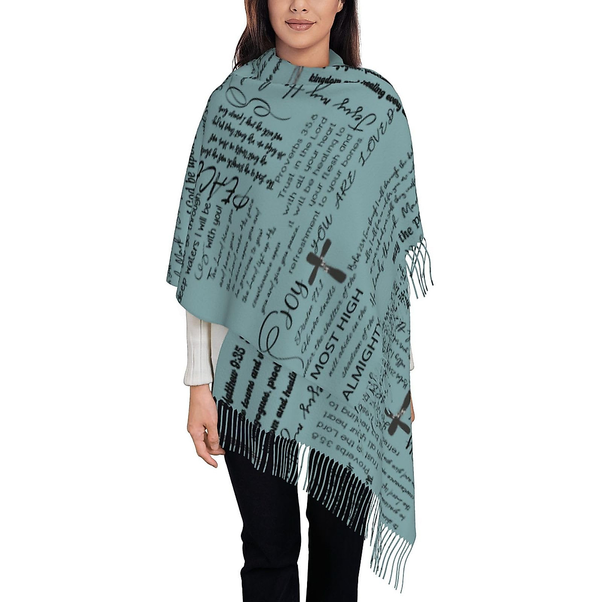 YQIUSM Prayer Shawls Healing Inspirational Scripture Bible Verse Religious Shawl Wrap Blanket Scarf