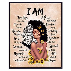 Black Girl Magic Positive Affirmations Wall Art - Black women Women's empowerment Motivational poster - Black Art - Afro African Americans Women - Inspiration Inspirational Wall Art & Decor UNFRAMED