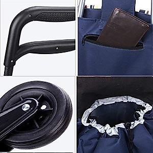 Shopping Trolley on Wheels Multi Function Shopping Cart Large Capacity Lightweight Wheeled Trolley 6 Wheels Blue Push Cart Bag Storage Hand Trucks,