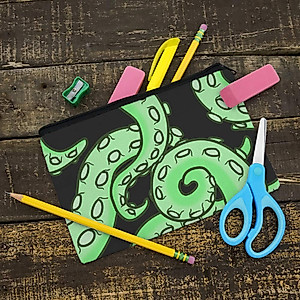 Tentacles Squid Octopus Green Pencil Pen Organizer Zipper Pouch Case