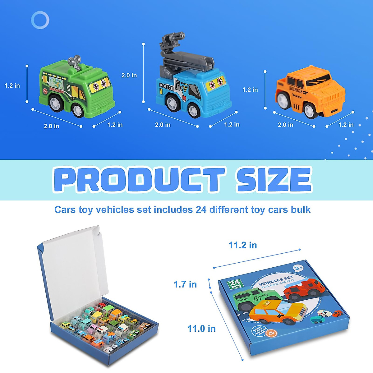 YiHee 24 Pieces Pull Back Cars Toy Vehicles Set, Mini Toys City Cars and Trucks, Variety of Vehicles and Figures, Small Car with Storage Bag, Party Favors Bulk Birthday Gift for Boys Girls Kids