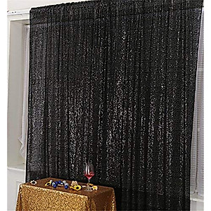 Eternal Beauty Black Sequin Wedding Backdrop Photography Background Party Curtain, 10Ft X 10Ft