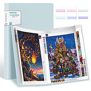 A3 Diamond Painting Storage Book, 60 Views Art Portfolio Presentations Folder with 30 Pages Protectors, 17.3x12.8in