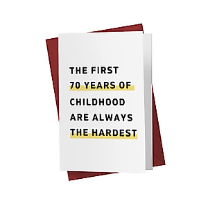 Happy 70th Birthday Card for Men Women, Funny 70th Birthday Cards for Husband Wife Dad Mom Brother Sister Friend, 70 Years Old Birthday Card, 70 Birthday Card with Envelope, Karto Yellow Childhood