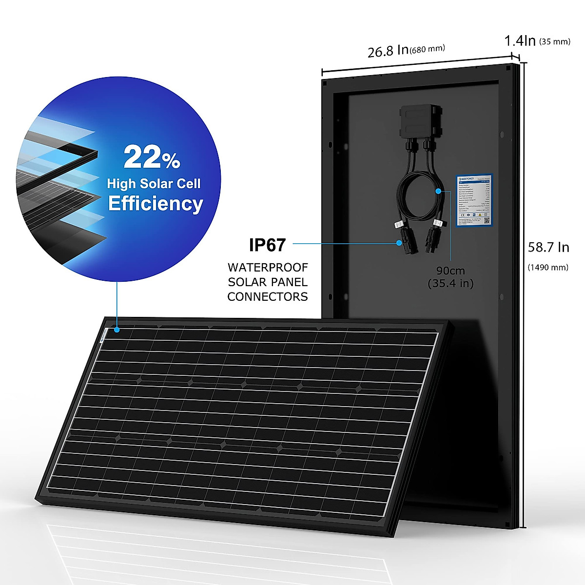 PowerECO 12V 200W Pack Mono Solar Panel (1 Pack) (200W)