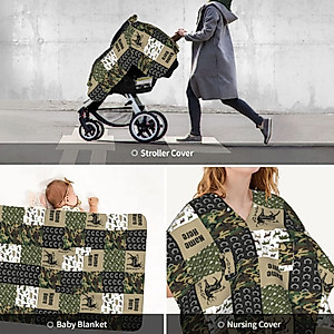 Personalized Baby Name Car Seat Covers for Babies, Custom Carseat Canopy, Peekaboo Opening Minky Dot Nursing Breastfeeding Cover Infant Canopies for Baby Boys Girls Newborn (Woodland Moose and Bear)