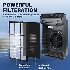 SAKEGDY 115115 HEPA Replacement Filter A Compatible with Winix PlasmaWave C535 5300-2 5000 Air Cleaner Purifier, 2 Washable PreFilter+2 Activated Carbon Filter