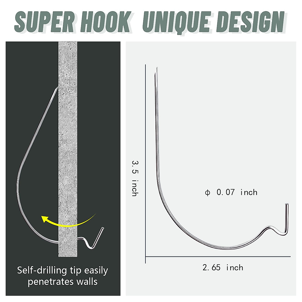 FURHUA 20pcs Super Hook Picture Hangers and Office Pack, Drywall Hooks for Hanging Pictures, Wall Hooks, Picture Hangers, Picture Hanging Kit，Hang Art, Clock, Shelves, Mirrors...