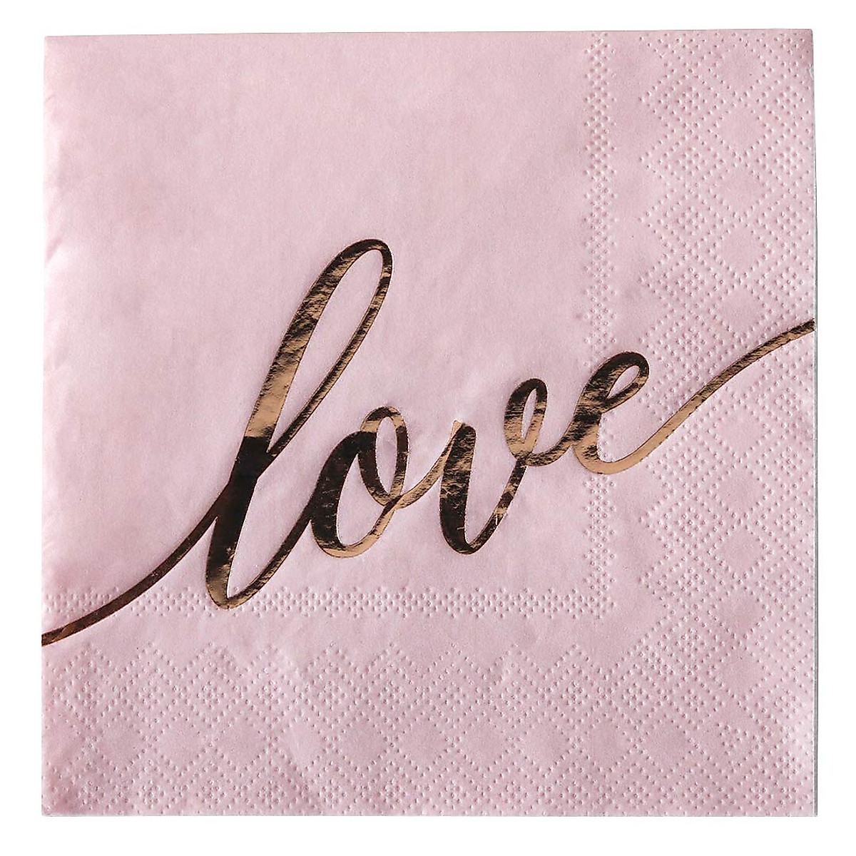 Andaz Press Pink with Rose Gold Scripted Love Saying Cocktail Napkins, Bulk 100-Pack Count 3-Ply Disposable Fun Beverage Napkins for Wedding, Bridal Shower, Bachelorette, Baby Shower, Valentine's Day