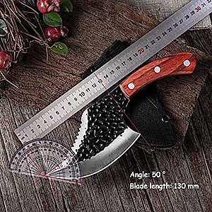 Boning Knife, 5" Inch Boning Knife Multi-purpose Double-edged Fishing Fillet Knife Camping Jungle Axe Butcher Knife and Nylon Protective Cover BY ZZYY