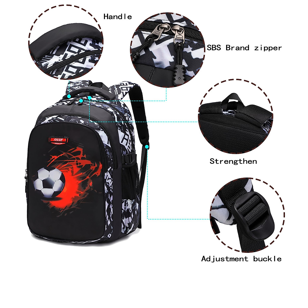 Asge Boys Backpack for Kids Camo Bookbag for Middle School Bags Travel Back Pack