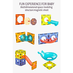 UNIQUE KIDS Magnetic Tiles Building Blocks with Marble Run STEM Toys STEAM Toys for Kids Ages 3-10+Year Old Boys Girls Best Christmas Birthday Gift (110 pcs)