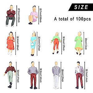 100 Pieces P50 Tiny People Figurines Set 1:50 Scale Model Train People Hand Painted Model Trains Architectural O Gauge Painted Figures for Miniature Scenes