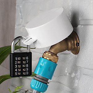 Outdoor Faucet Lock System -Gate Valve LockoutDevice -Stainless Steel Prevent Water Theft by Cover and Code Lock,Stop Unauthorized Water use and Vandalism,Faucet Protection Cover (White Password Lock